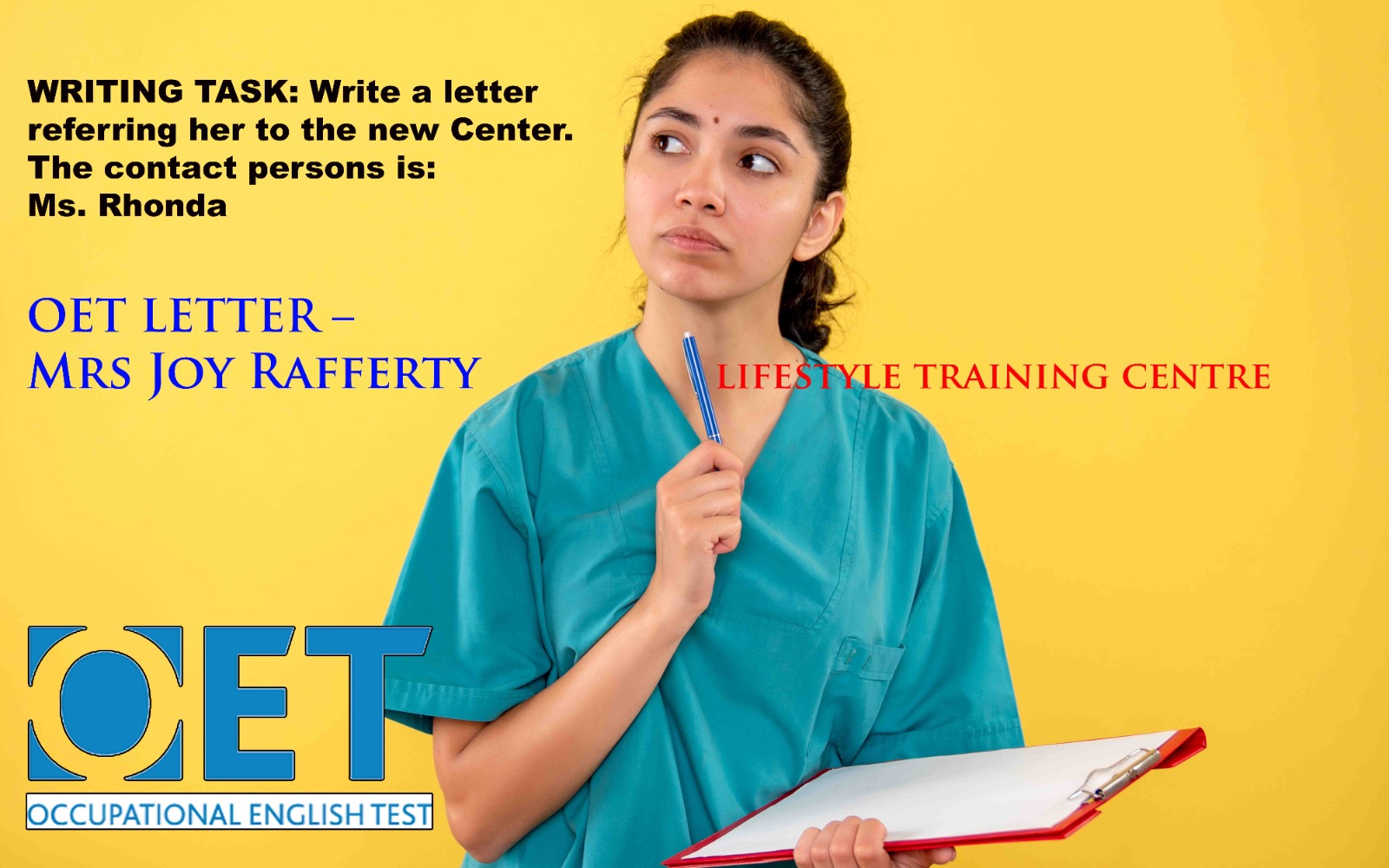 OET writing task 13: Joy Rafferty - Lifestyle Training Centre®